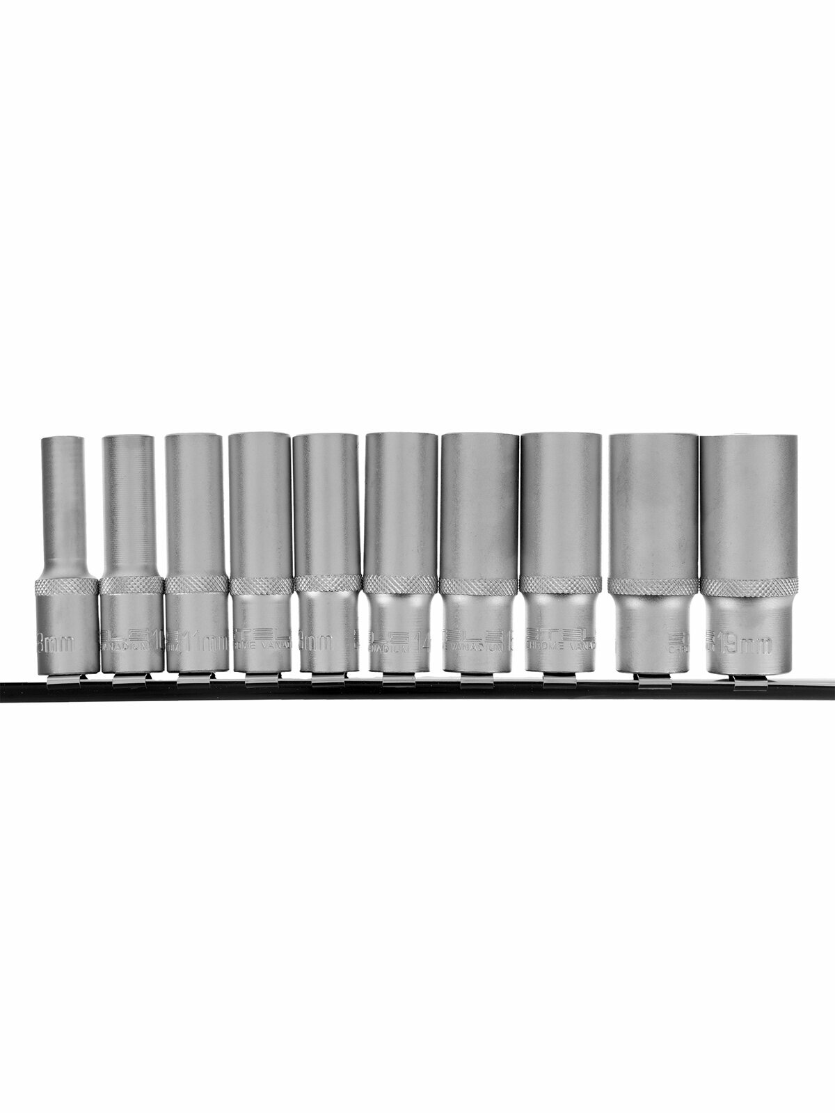 Набор удлиненных торцевых головок Stels 3/8" 6-ти гр, CrV, 10 шт, 8-19мм 13604