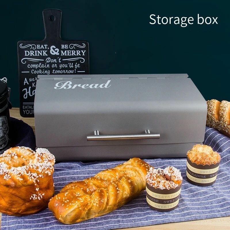 Металлическая хлебница для кухни с противоскользящими ножками и ручкой из нержавеющей стали, прочный контейнер для хранения хлеба и закусок
