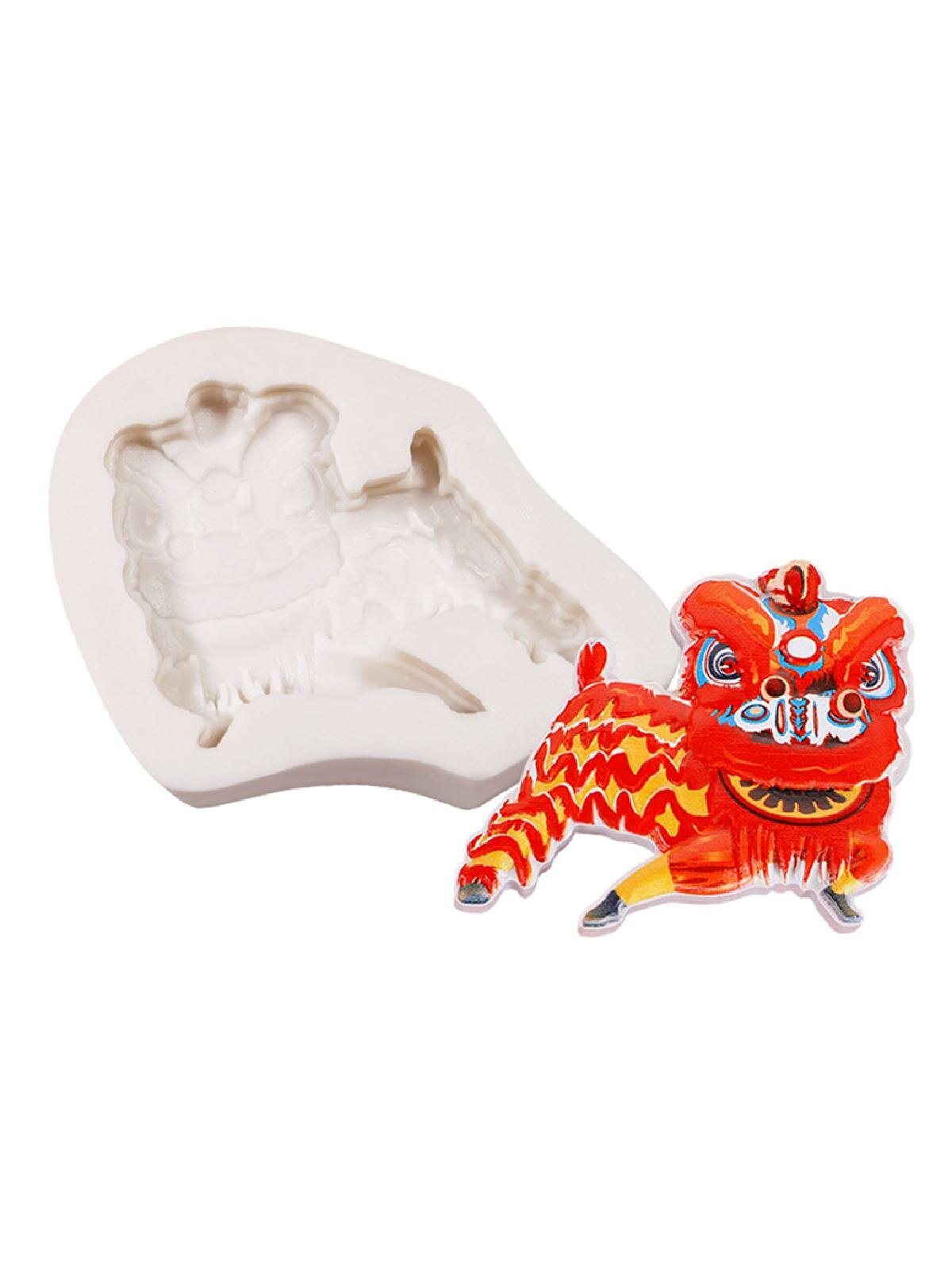 Силиконовая форма Танец дракона и льва в китайском стиле для кексов, желе, конфет, шоколада