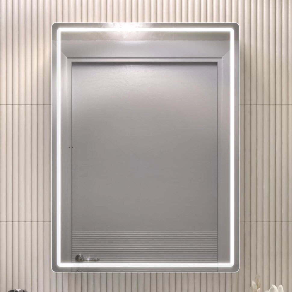 Зеркальный шкаф Vigo Geometry Comfort 220 59,7x79 см L/R, с LED-подсветкой, сенсорным выключателем, антизапотеванием, белый матовый