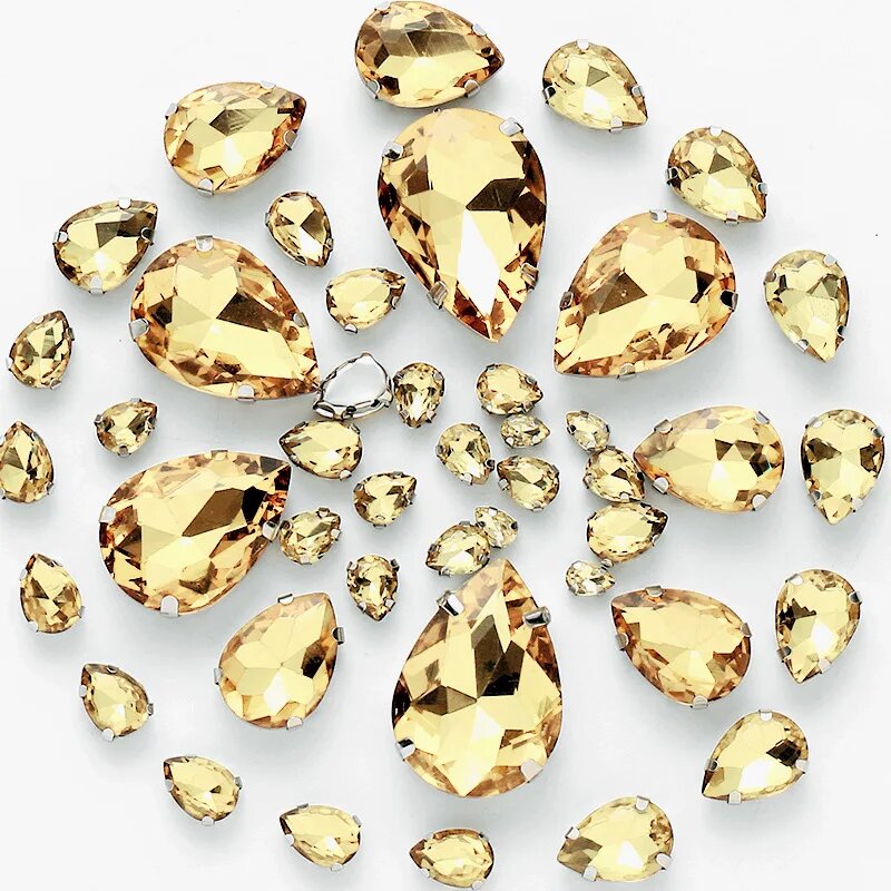 50шт Хрустальные Стеклянные Бусины Различных Размеров Со Стразами Для Ручного Шитья На Камнях И Бриллиантах Для Платьев, Сумок