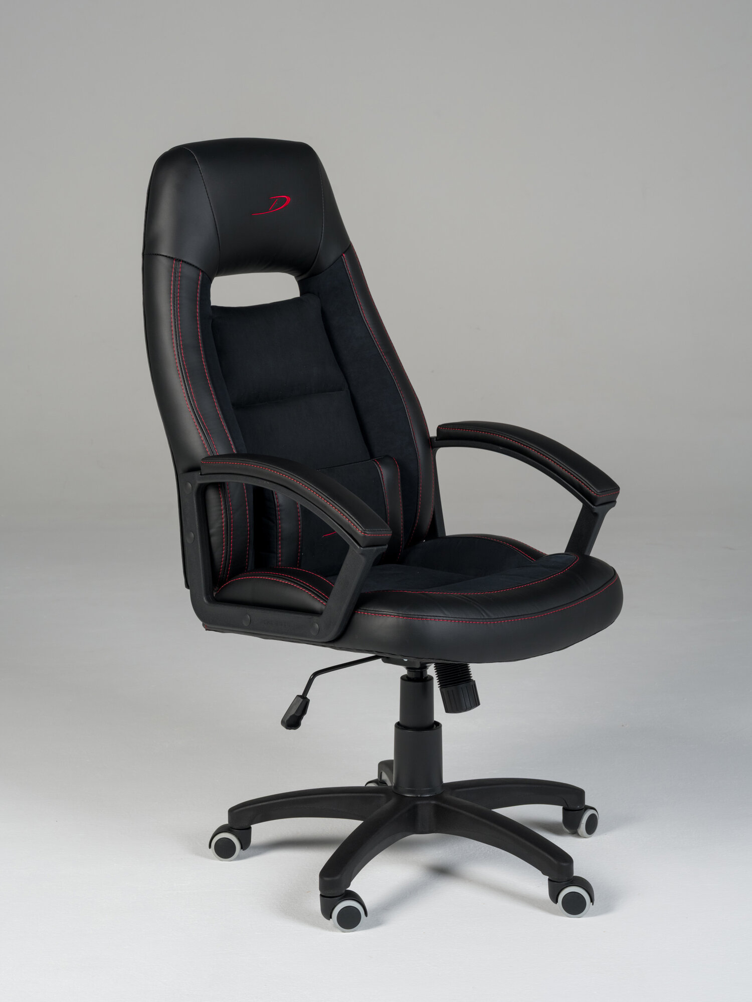 Кресло игровое Divo черное, ткань/экокожа, топ-ган люкс, регулируемые подлокотники, 1 подушка