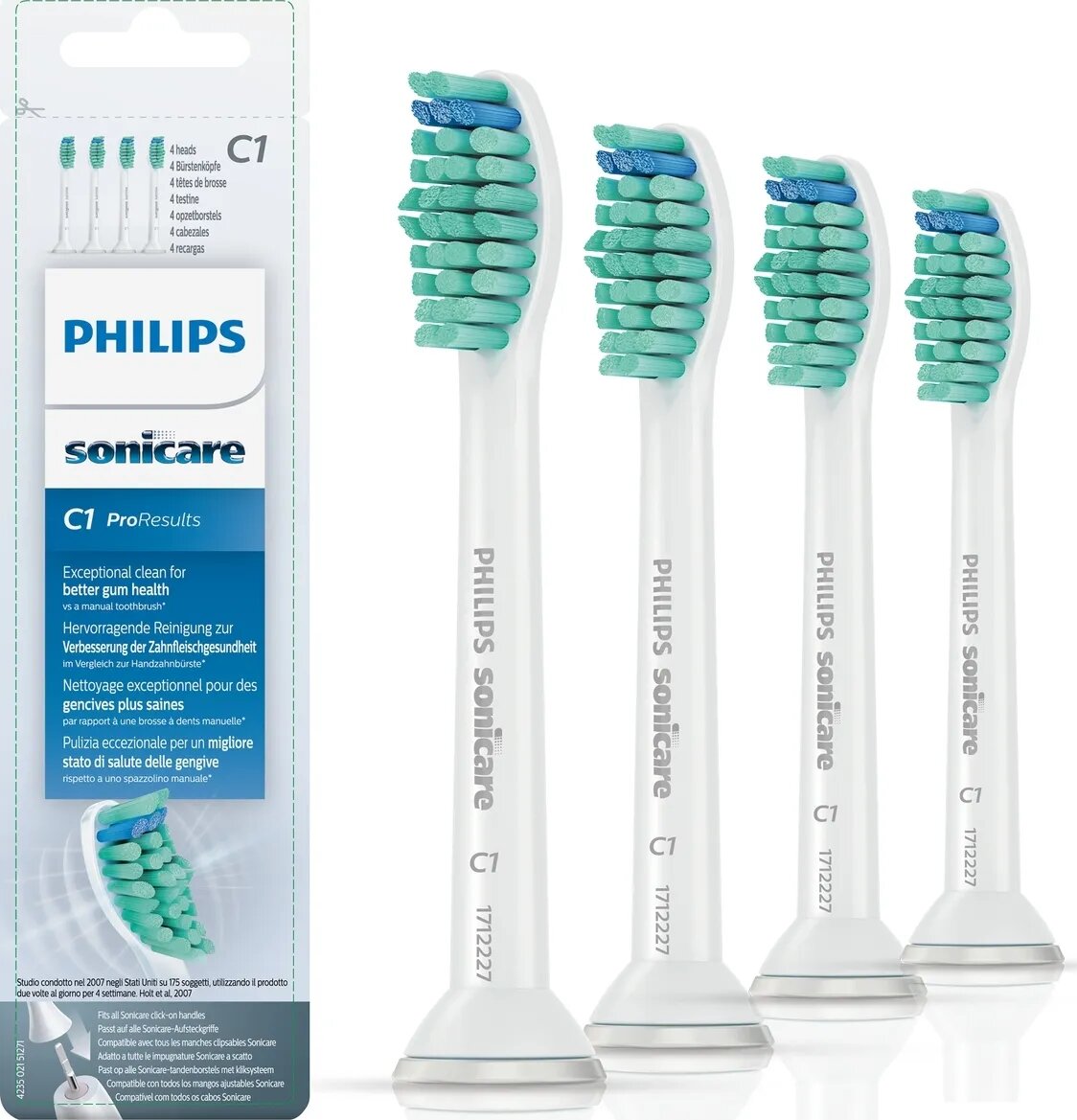 Насадки для электрической зубной щетки Philips Sonicare ProResult HX6014/07, для эффективного удаления налёта, 4 шт