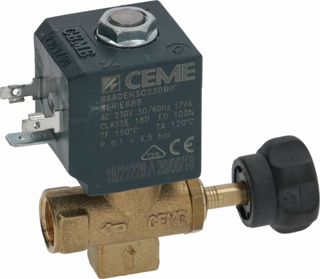 Соленоидный клапан CEME 1/4" 230В 2х поз.