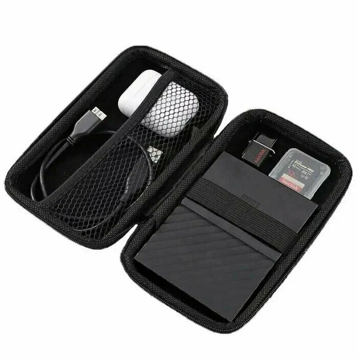 Футляр "Carbon", на молнии, 2 шт, для хранения наушников, проводов, ключей и карт