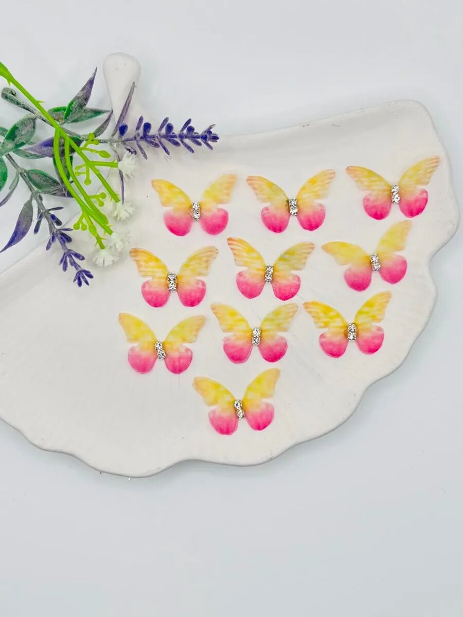 Бабочки шифоновые двухслойные 3*2см (10шт)