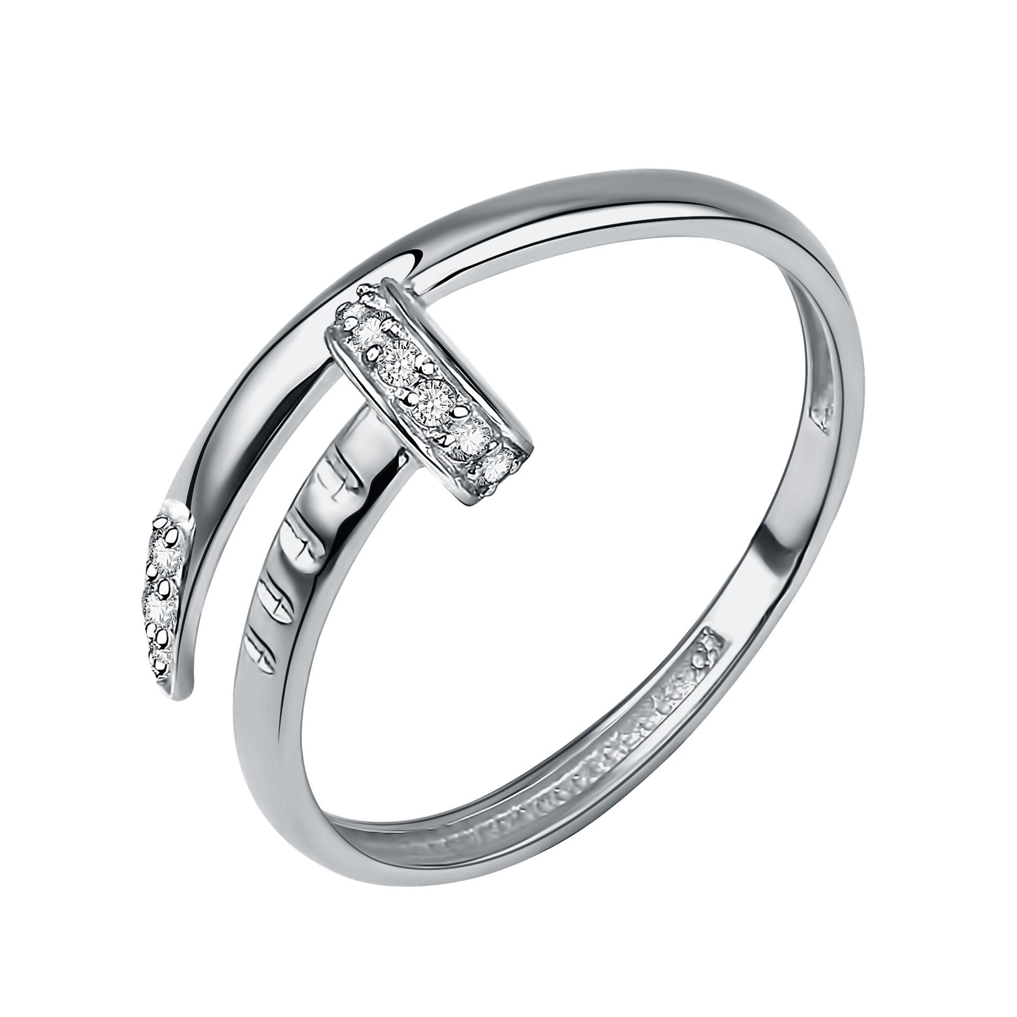 Кольцо Diamant online, белое золото, 585 проба, фианит