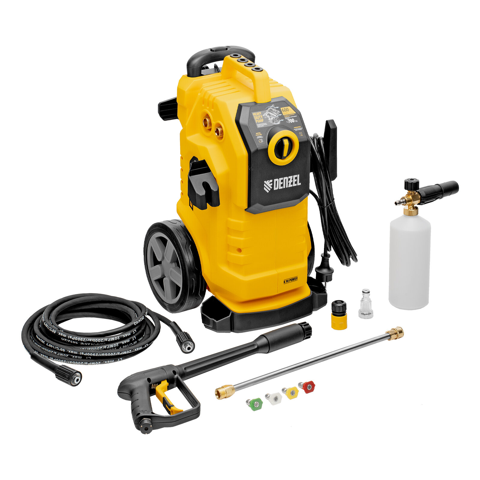 Моечная машина высокого давления DENZEL K 90 Power, 3100 Вт, 220 бар, 600 л/ч (58273)