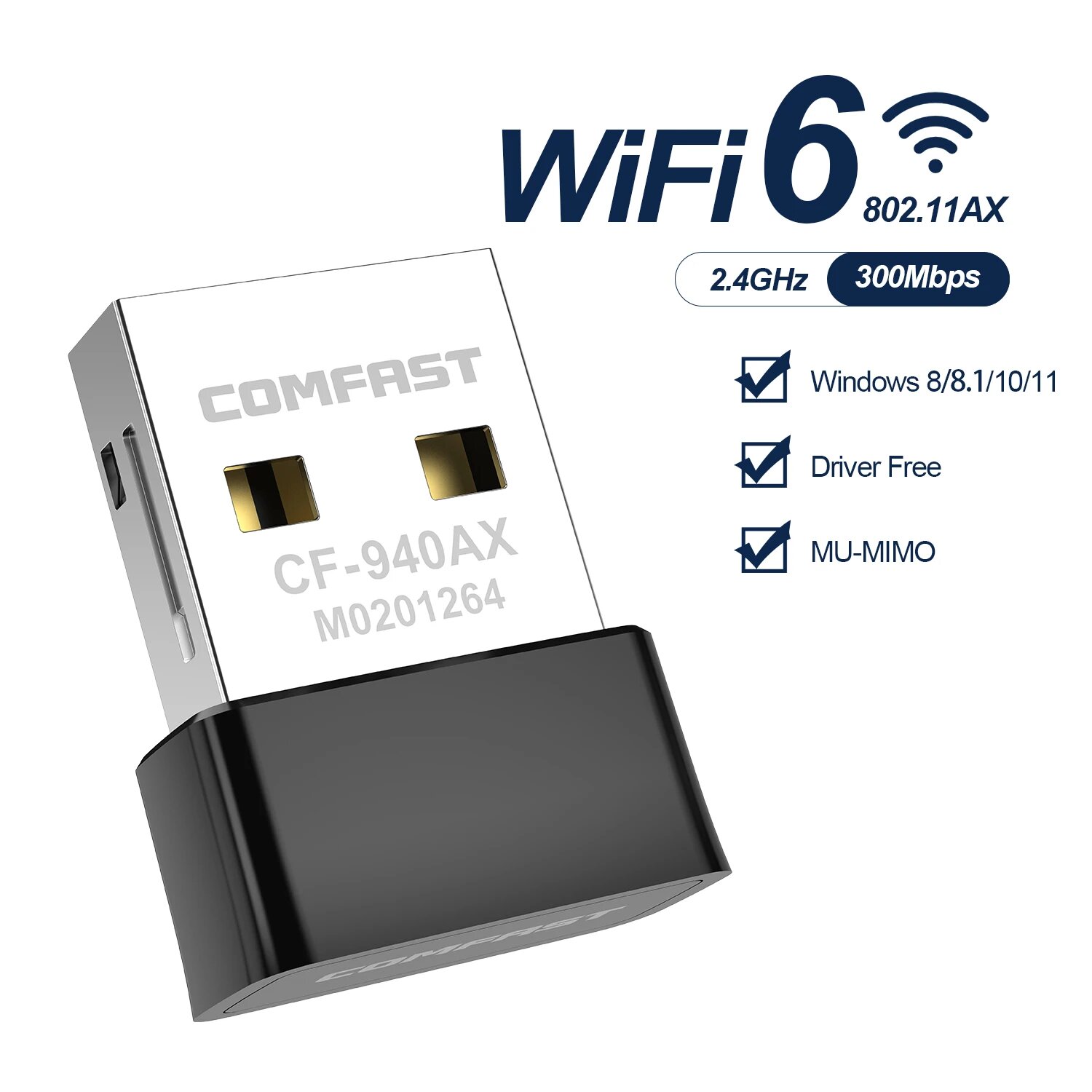 COMFAST WiFi6 USB адаптер 300Mbps 300M-AIC8800