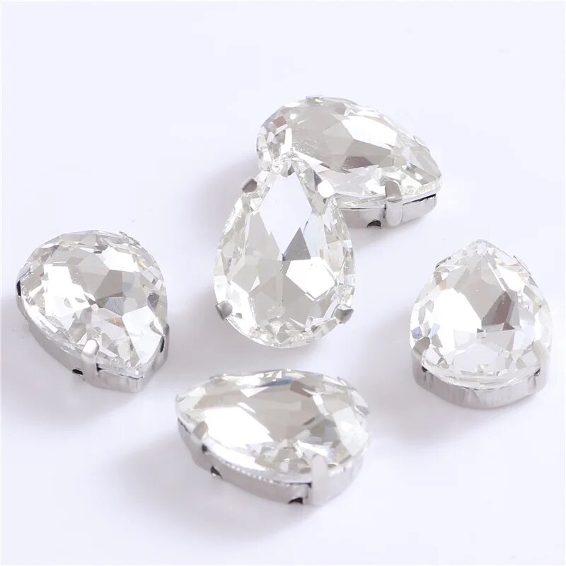 Хрустальные каплевидные стразы Mid-July Серебряный, 20x30mm 10pcs, Crystal