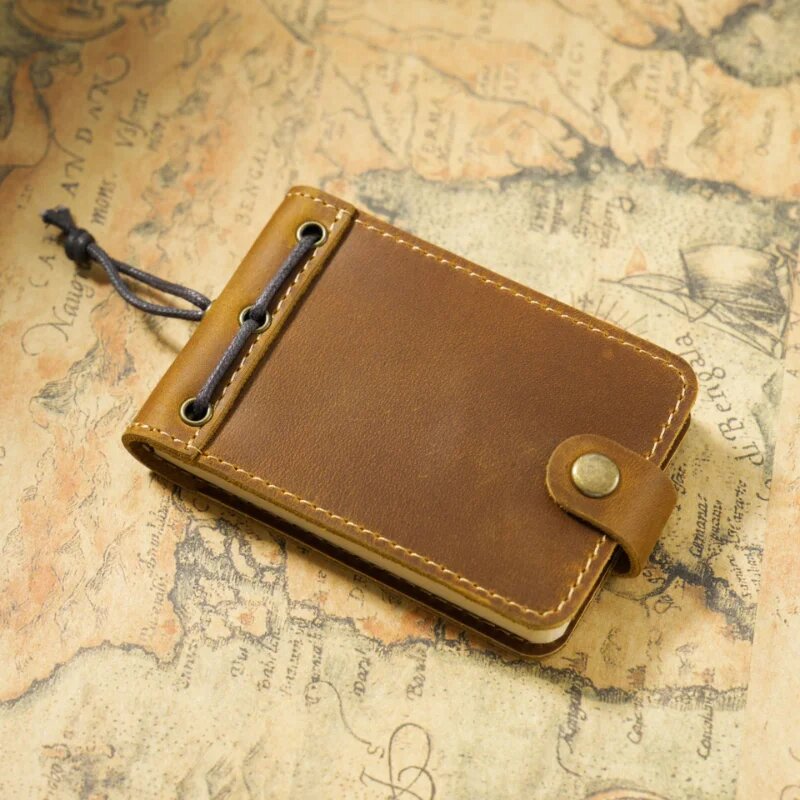 Чехол для мини-блокнотов ручной работы из натуральной кожи небольшого размера, ретро воловья кожа, дневник, журналы, винтажный блокнот для заметок, бумажный материал