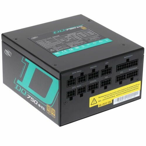 Блок питания Deepcool DQ750 750W (DQ750-M-V2L) черный - 750 Вт, 80+ Gold, ATX 20+4 пин, 4 pin + 4 pin x2 CPU, 8 SATA, 4 x 6+2 pin PCI-E