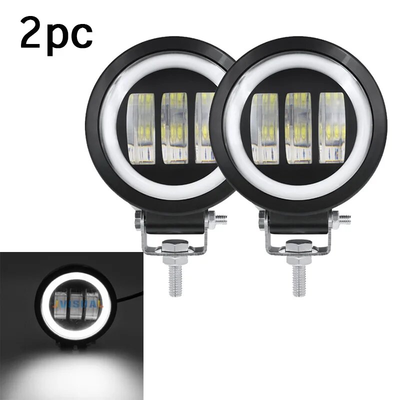 Фары дальнего света 6D, 4 дюйма, 30 Вт, 12 В, 24 В, 6000 К, 1/2 шт. 2pcs Round white