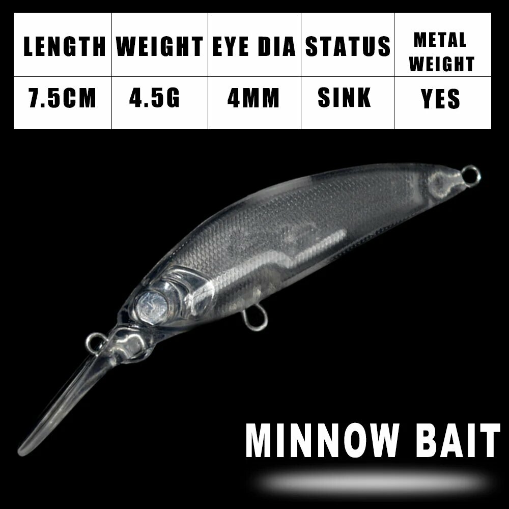 Приманка Minnow Bait, 7.5см, 4.5г, 4мм, Sink, Metal Weight, Цвет: DH78-10PCS