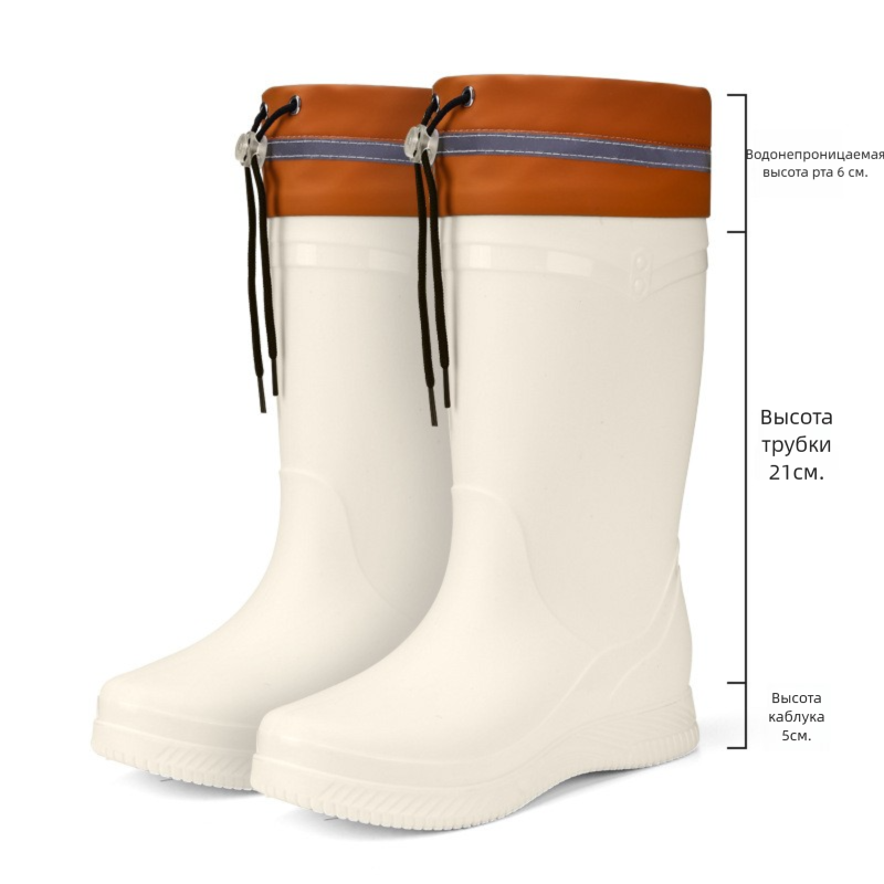 Полусапожки из ПВХ на толстой подошве, женская обувь для отдыха на природе, модные, средней высоты, водонепроницаемые, нескользящие, бархатные, резиновые сапоги для женщинРазмер обуви. EU:39