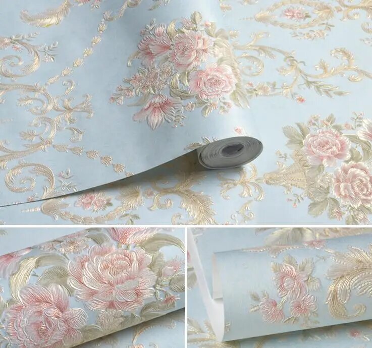 Beibehang виниловые обои 3D розовые, 8, 53 x 300 CM