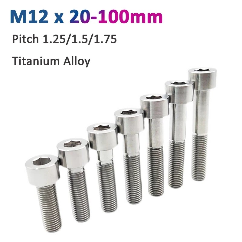 GooBetter титановые болты M12 с шестигранной головкой 1.25/1.5/1.75 мм 20-100 мм, Pitch 1.75mm, M12x65mm(Thread 36)