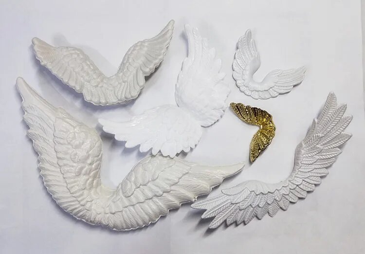 Пластиковые белые крылья ангела для декора Белый, Mix 6 models 6pcs