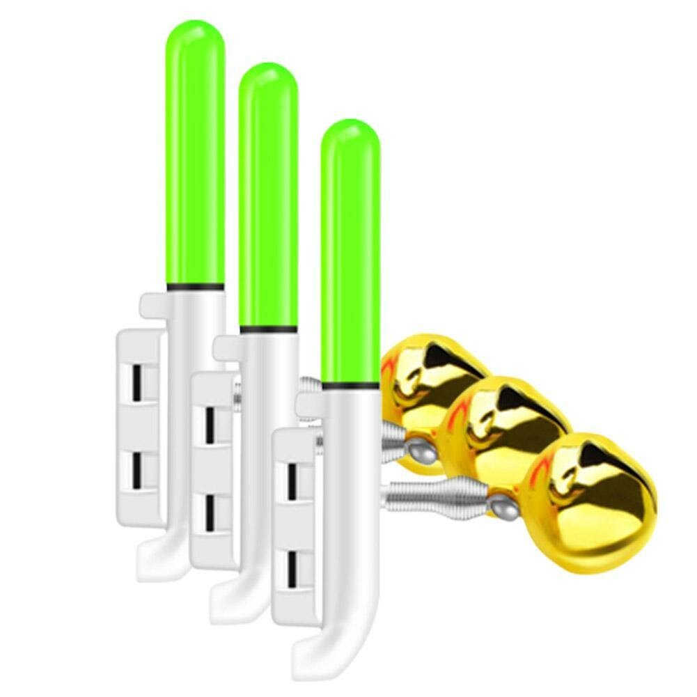 Сигнализатор поклевки с электронным светлячком и бубенчиками комплект 3 шт, для сигнализатора клева бубенчика на удочке / летней и зимней рыбалки