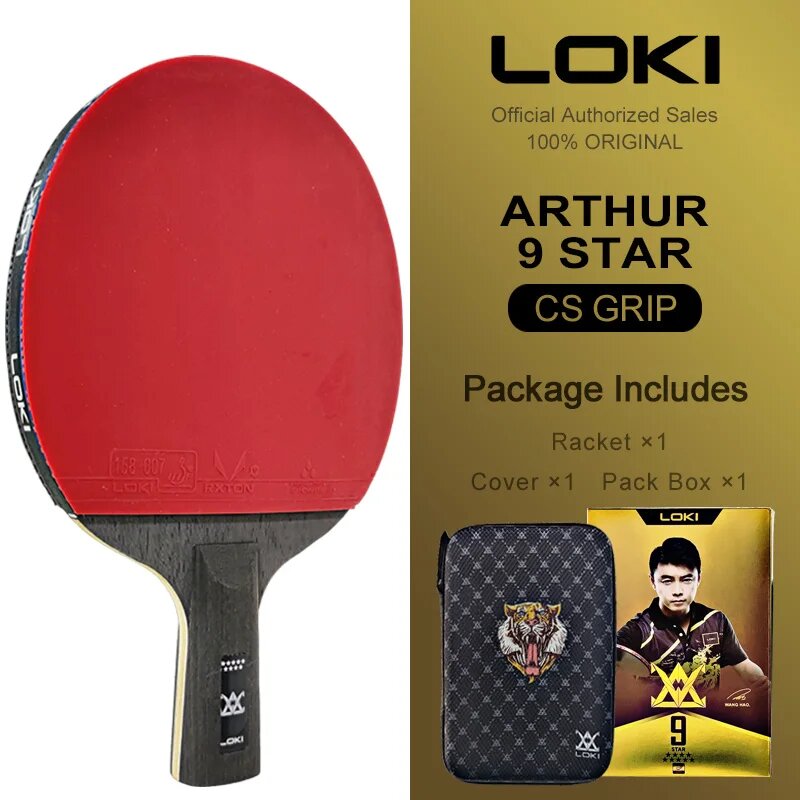 Настольный Теннисный Ракетка LOKI Arthur 9-Star Carbon: Легкая, Атакующая Модель С Липкой Резиной, Одобренная ITTF