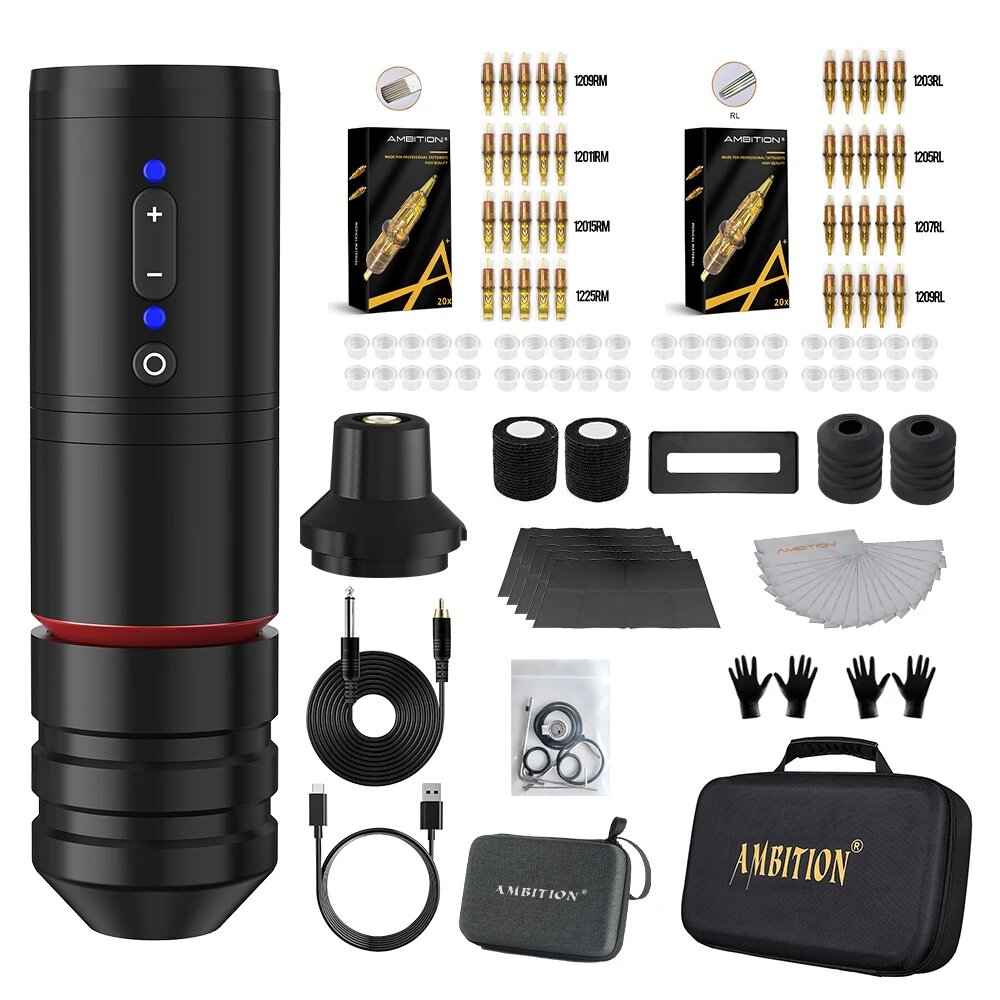 Беспроводная тату-машинка Ambition Ninja Pro комплект игл One battery KIT 2