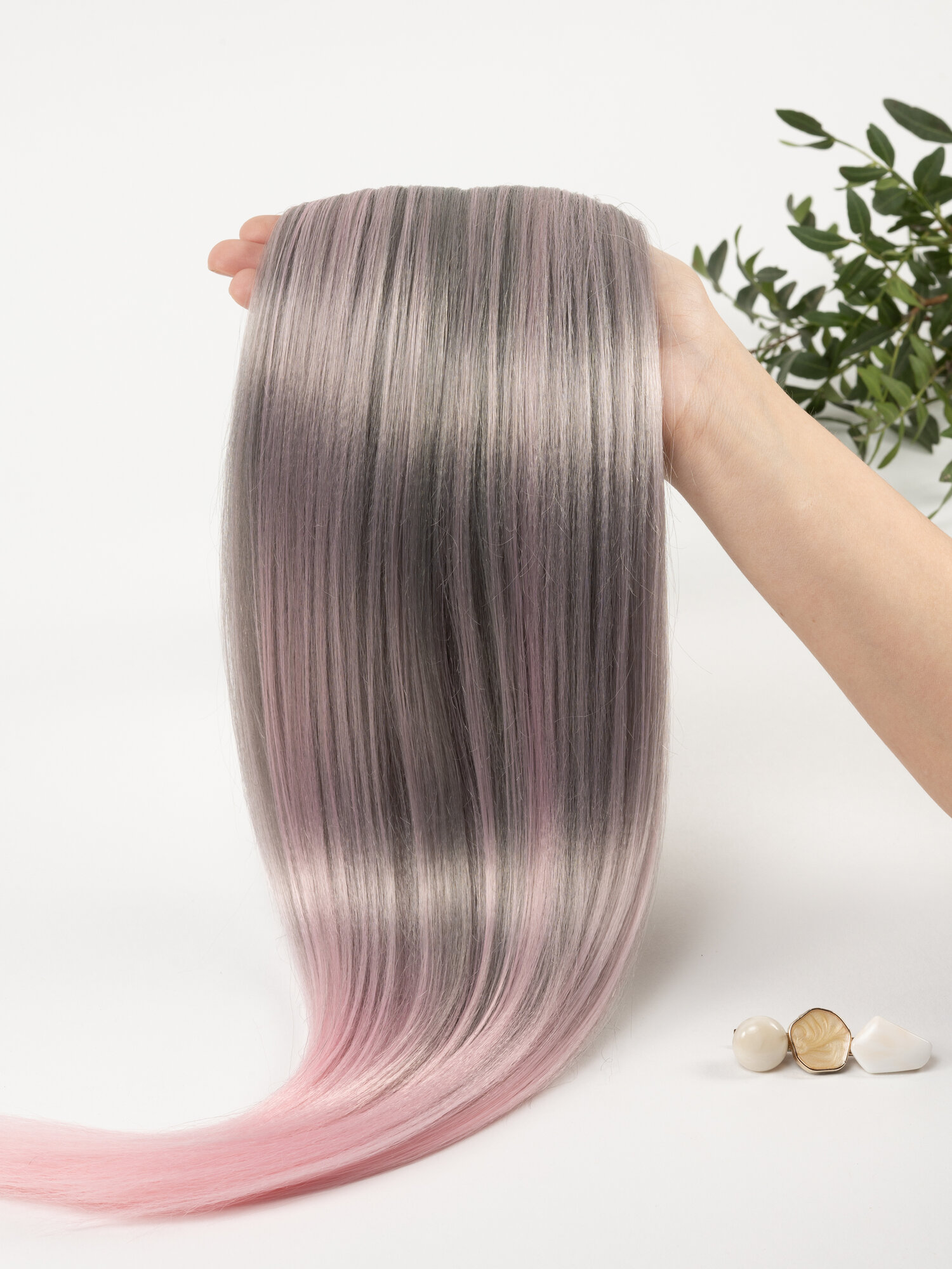 Канекалон пепельно-розовый шиньон искусственные волосы для причесок, цветные решения