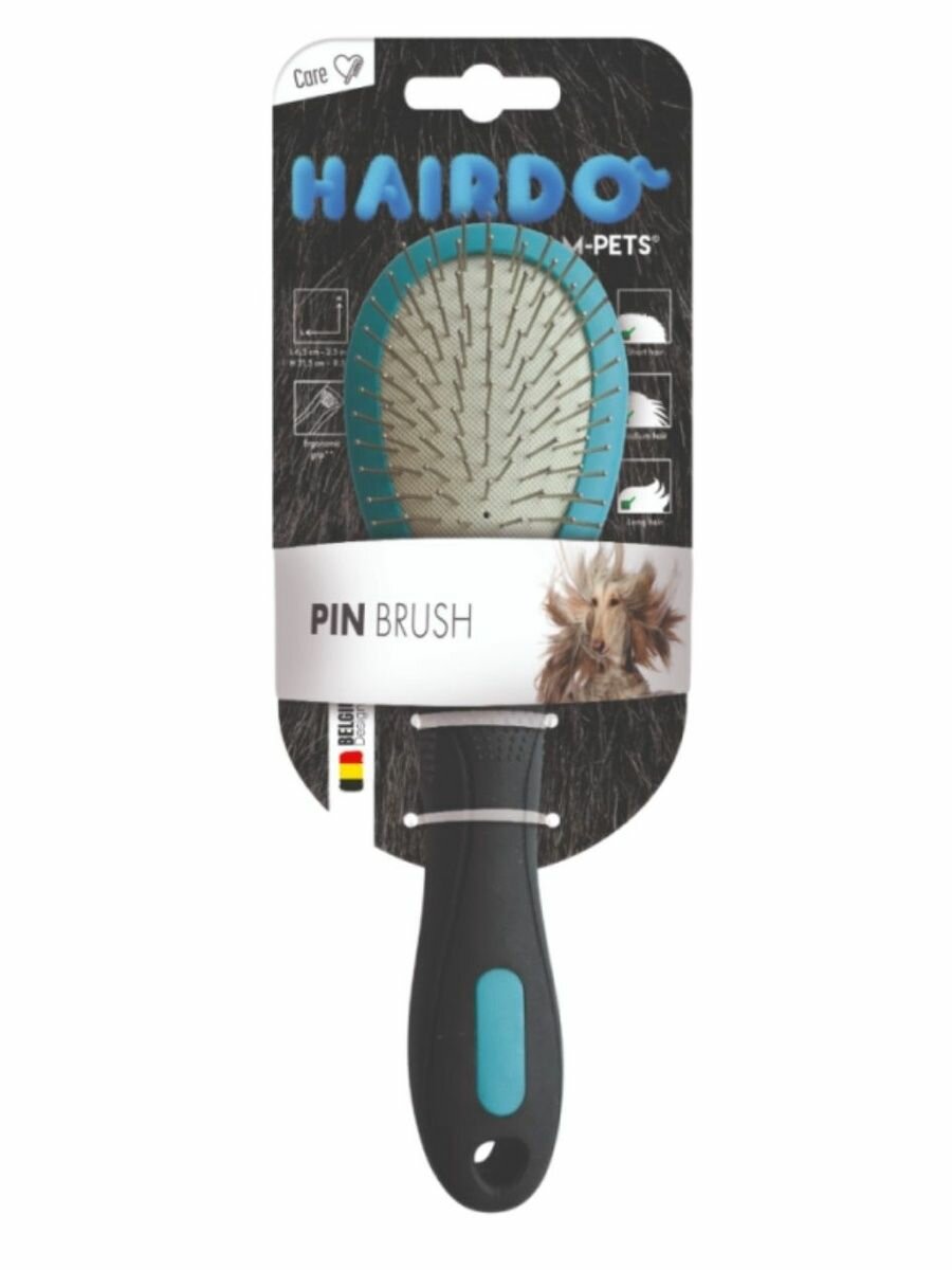 Массажная щетка / расческа Pin Brush для вычесывания кошек и собак мелких, средних и крупных собак M-PETS, 6,5x21,5 см