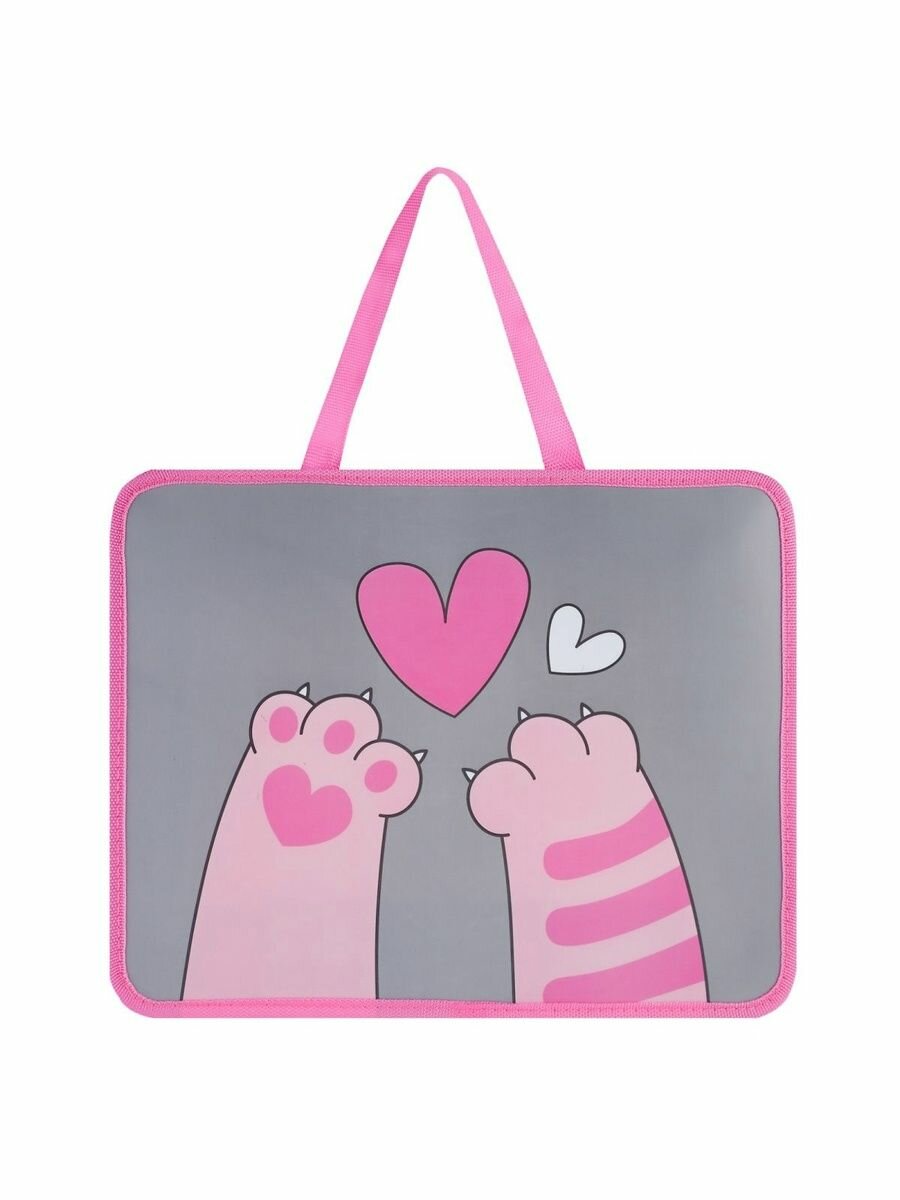 Папка с ручками пластиковая для уроков труда и для занятий Cats & Heart (26*33*10 см)