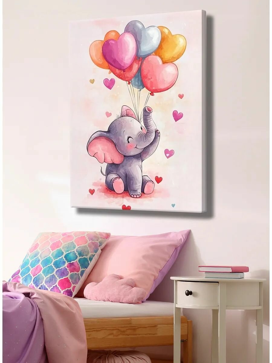 Картина Счастливый слонёнок на стену 30х40см 1шт.