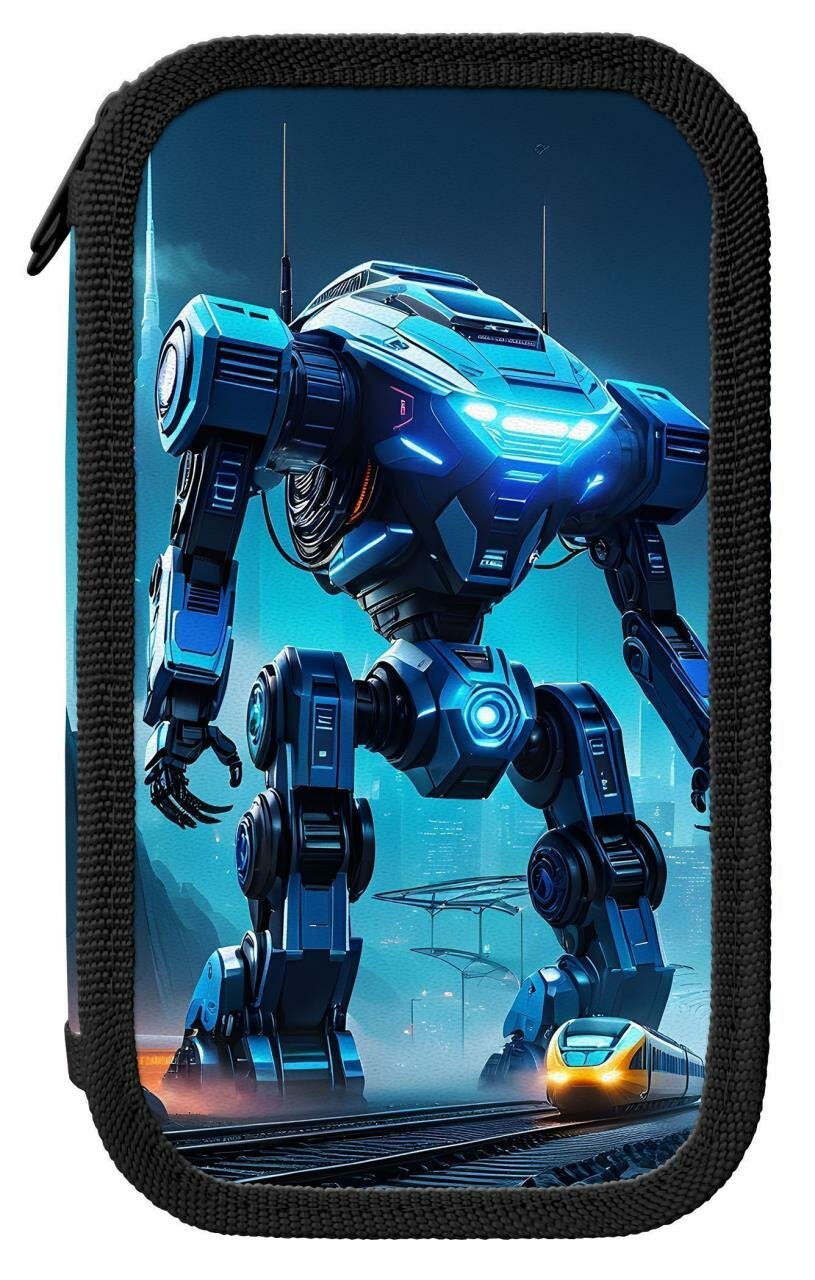 Пенал двухсекционны Schoolformat техника будущего 190х105х35 мм сини картон