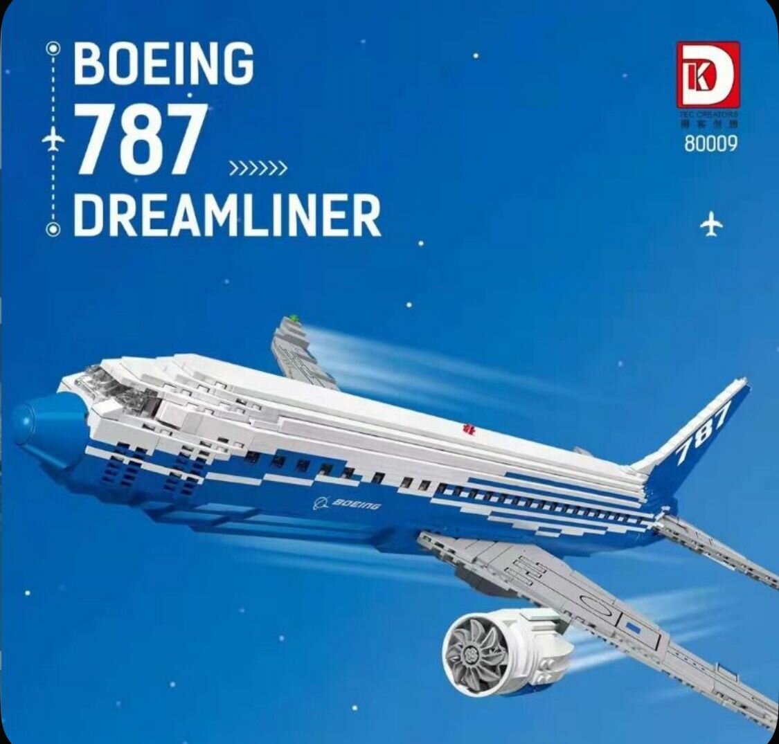 Конструктор Пассажирский самолёт 787 Боинг 1349 деталей