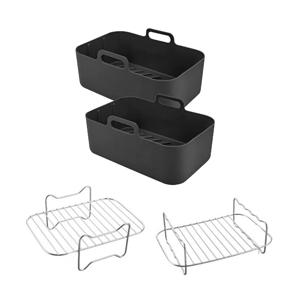 4шт Набор Аксессуаров Для Воздушной Фритюрницы Силиконовая Корзина Противень Для Выпечки В Духовке Силиконовые Горшки