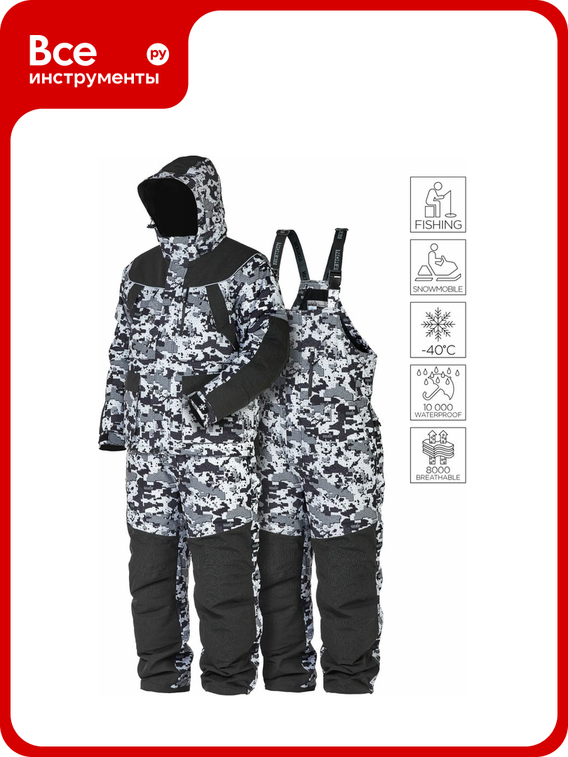 Зимний костюм Norfin EXPLORER 2 CAMO 04 р. XL 350104-XL мужской охотничий костюм‑двойка с мембраной и утеплителем