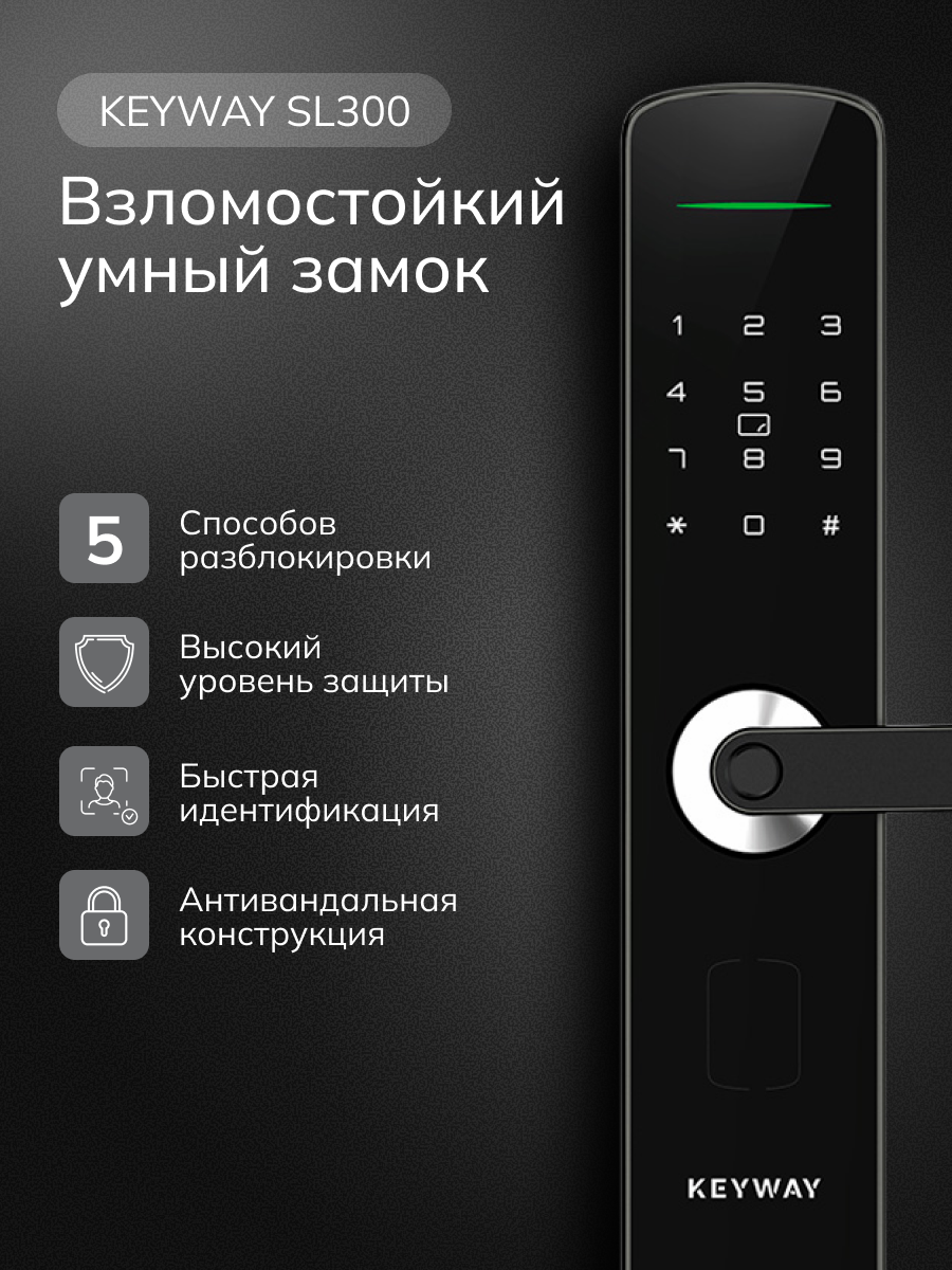 Взломостойкий умный замок KEYWAY SL300