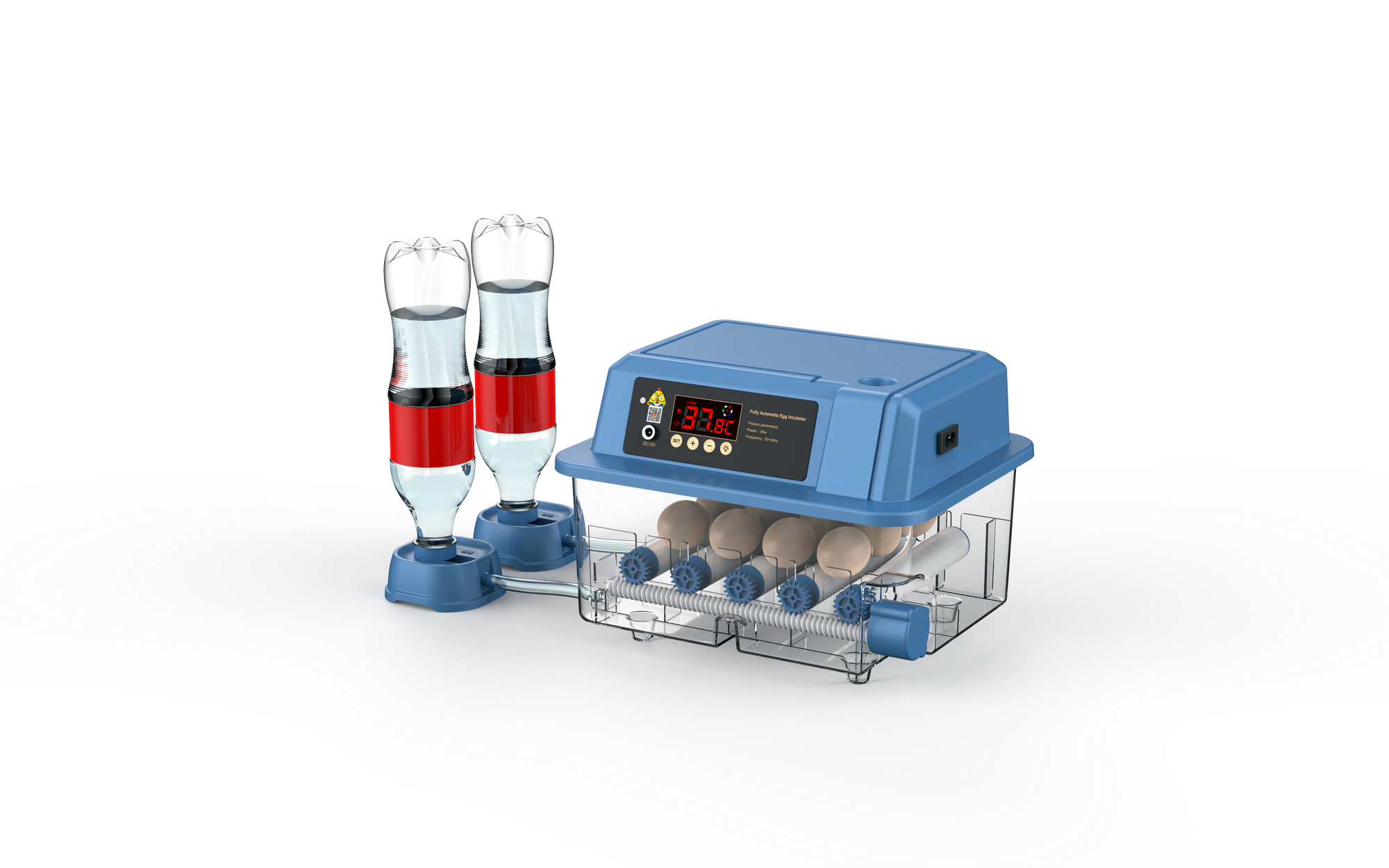 Инкубатор на 12 куриных яиц, с резервным питанием, автоматическим переворотом и встроенным овоскопом