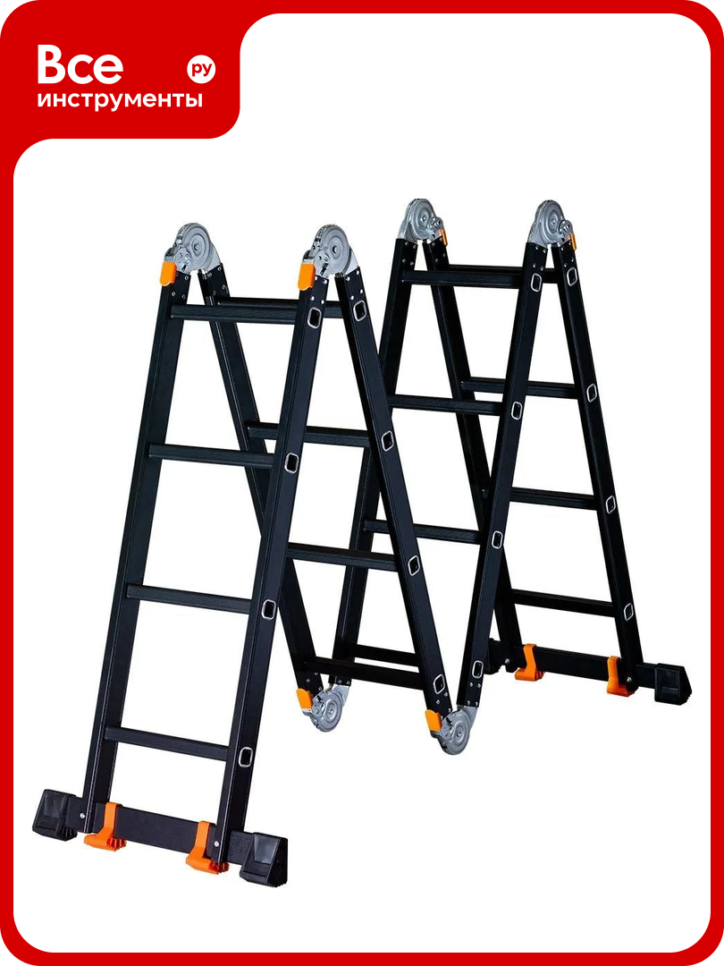 Лестница-стремянка WORKY 4x8 трансформер МИ профи, высота 9.1м ARD260022, алюминиевый, 60×30×1, 28×28×1