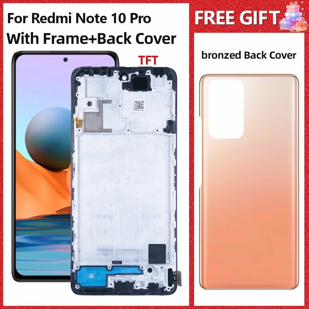 ЖК-дисплей для Xiaomi Redmi Note 10 Pro, ЖК-дисплей с цифровым преобразователем сенсорного экрана в сборе M2101K6G M2101K6R, часть дисплея экрана