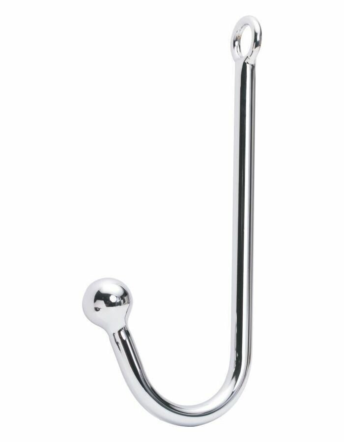 Анальный крюк, металл, гипоаллергенный, серебристый, с шариком