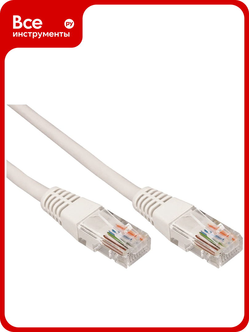 Патч-корд REXANT RJ45-RJ45, U/UTP, CAT 5e, PVC, серый, 0,5 м 18-1001, пластик