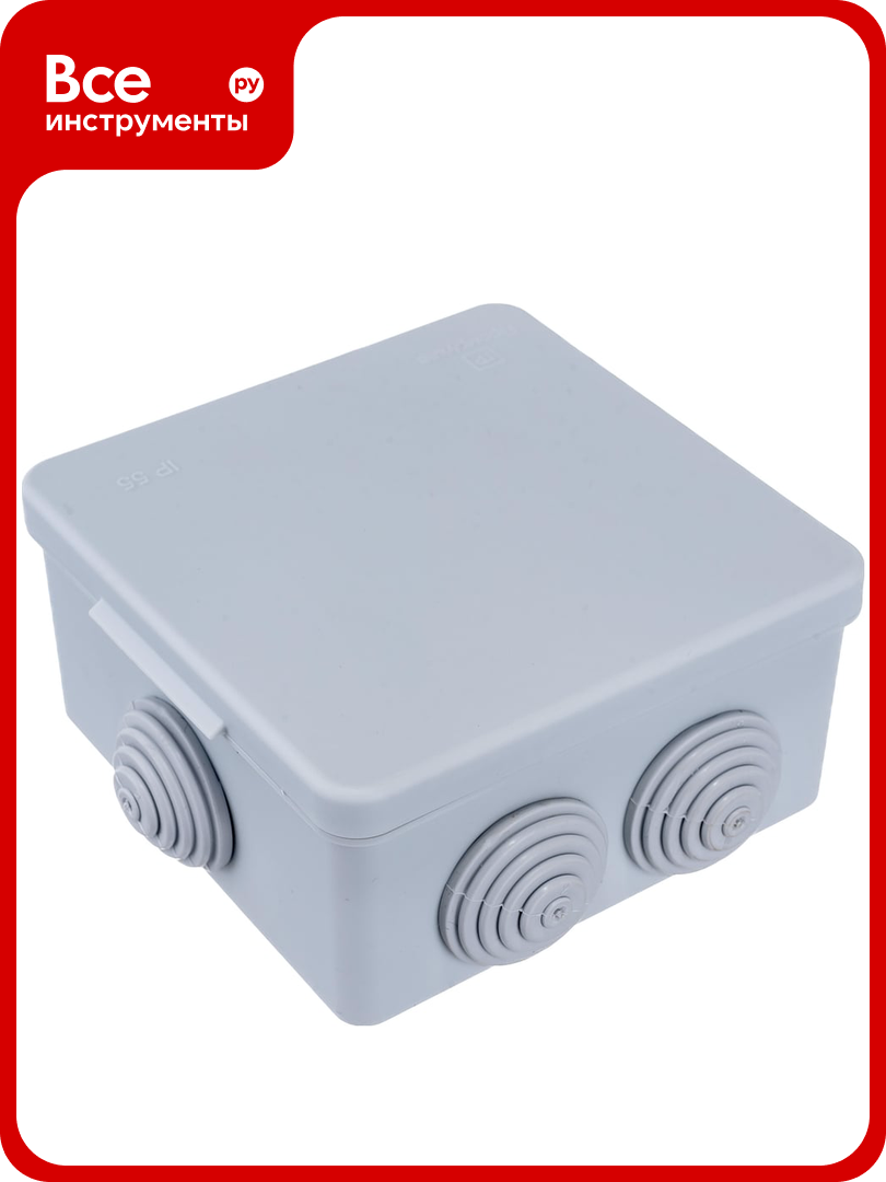 Распределительная, Промрукав, коробка Промрукав для прямого монтажа безгалогенная HF серая 100х100х50 1 шт 40-0302