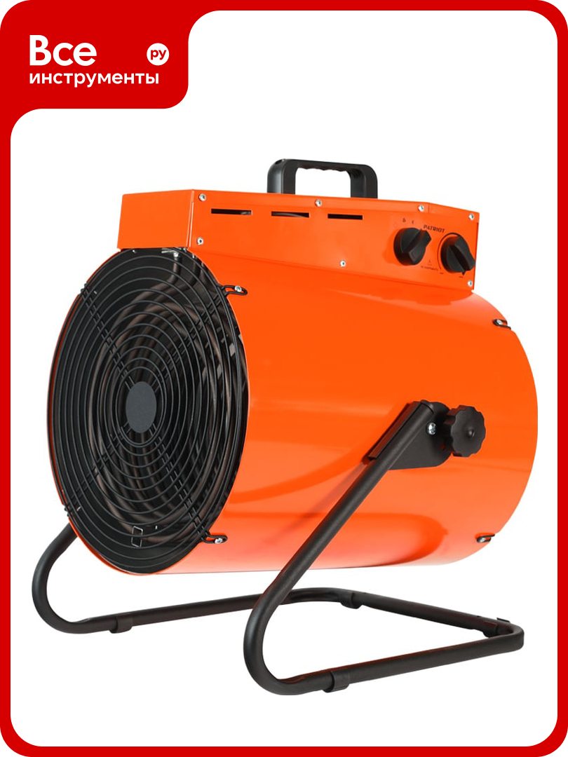 Электрический тепловентилятор PATRIOT PT-R15, мощный трубчатый электронагреватель, обогрев помещений до 150 м²