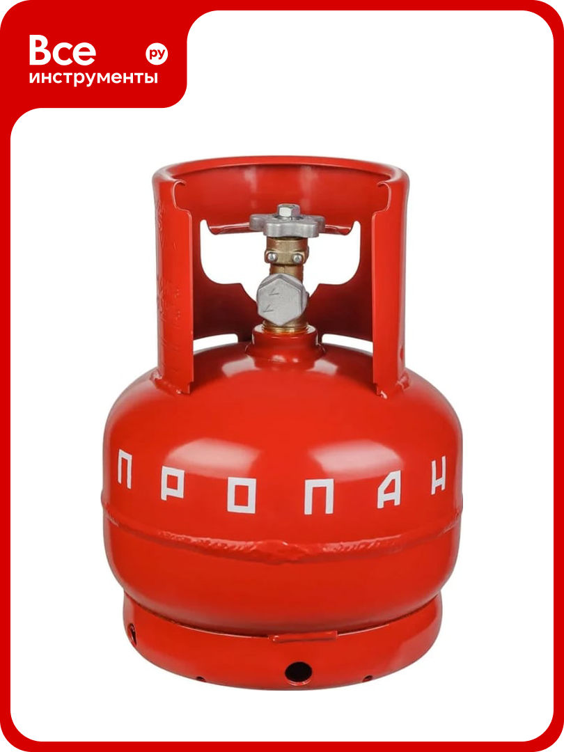 Газовый баллон NOVOGAZ 5 л, углеродистая сталь, для хранения и транспортировки пропана с рабочим давлением 16 бар