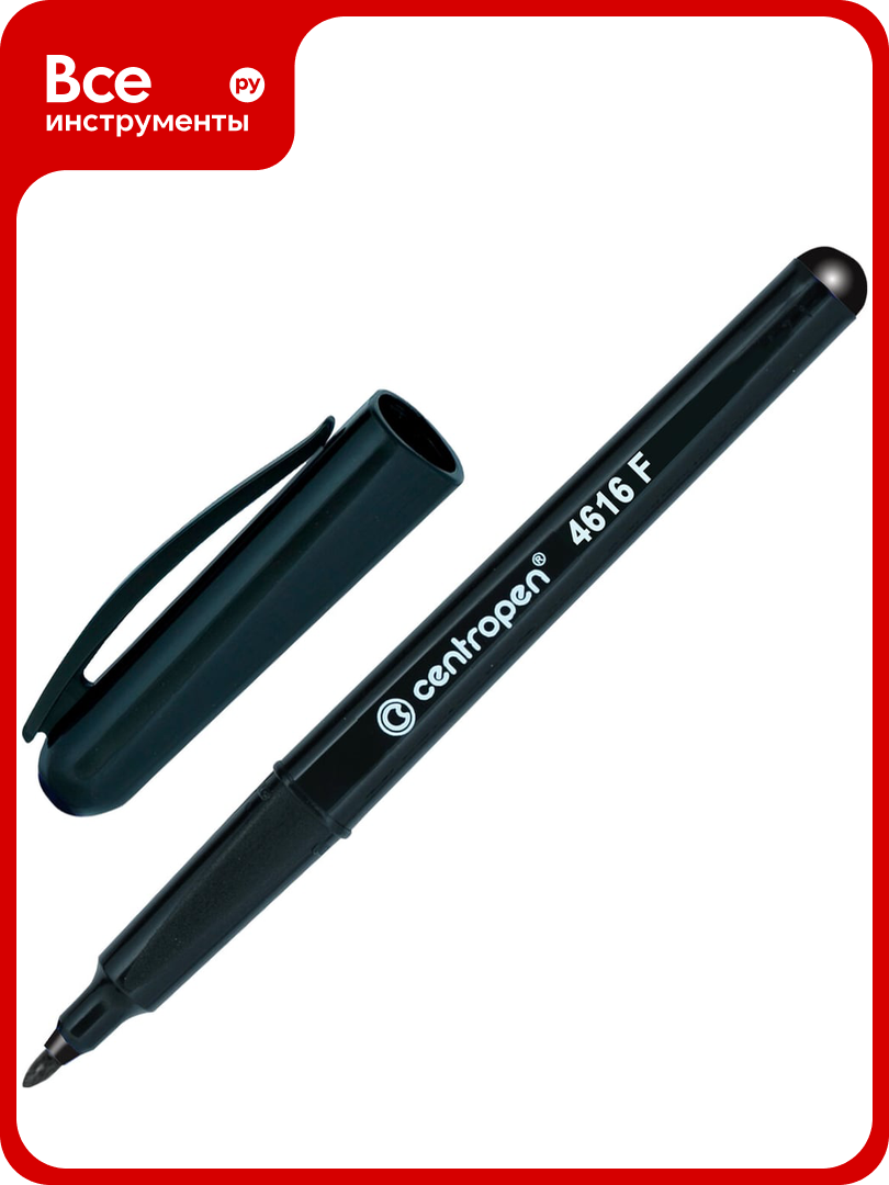 Маркер для CD и DVD офисмаг черный CENTROPEN, трехгранная форма захвата, тонкий, 0,6 мм, 4616, 6 4616 0112 151101