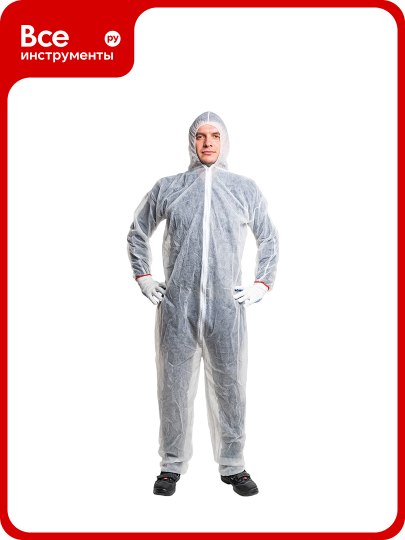 Защитный Комбинезон Puretech Каспер одноразовый С1, плотность 35 г/м2, материал спандбонд, размер