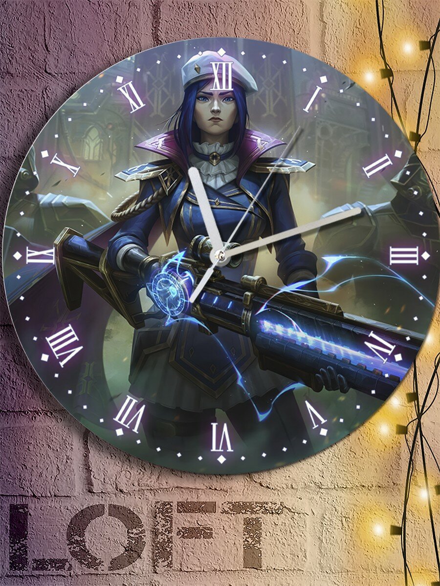 Настенные часы УФ с принтом сериалы аркейн (лига легенд, джинкс, кейтлин, вай, league of legends) - 7383