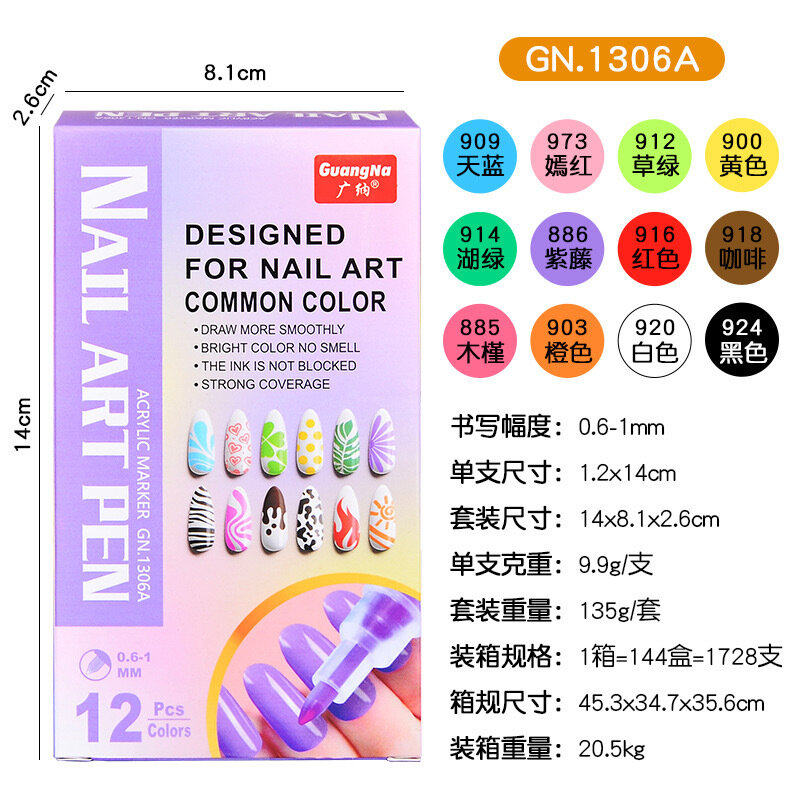 Маркерная ручка Guangna 1306, водостойкая, быстросохнущая