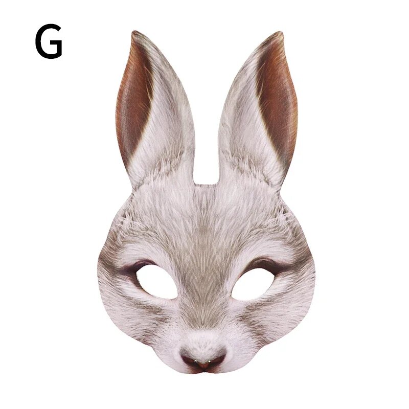Пластиковая маска-полумаска кролика серая 3D Animal mask G
