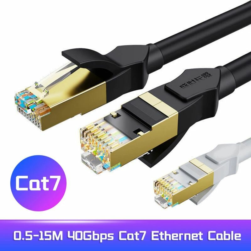 Кабель Ethernet Cat7, плоский сетевой кабель LAN, круглый сетевой кабель SFTP RJ45, интернет-кабель CAT7 для маршрутизатора, модема, ПК, PS4, соединительный кабель