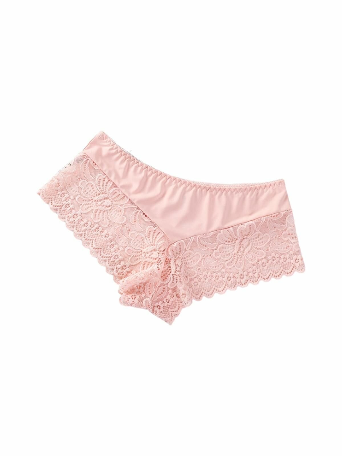 Высокие кружевные сексуальные дышащие трусики для девушек, Розовый - L