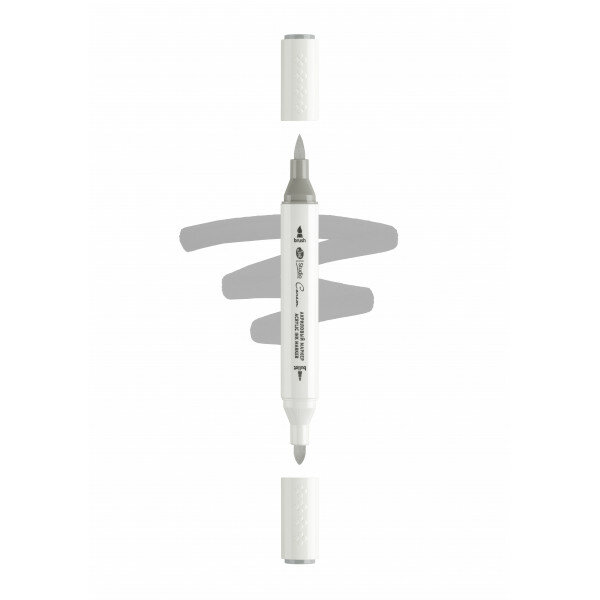 Маркер акриловый двусторонний "Сонет", перо кисть/пуля, серая дымка